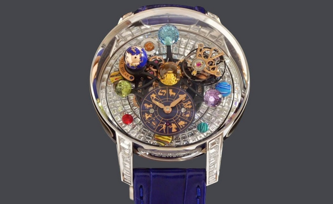 Jacob & Co. Astronomia Solar Baguette Jewelry Planets Zodiac White Gold ...