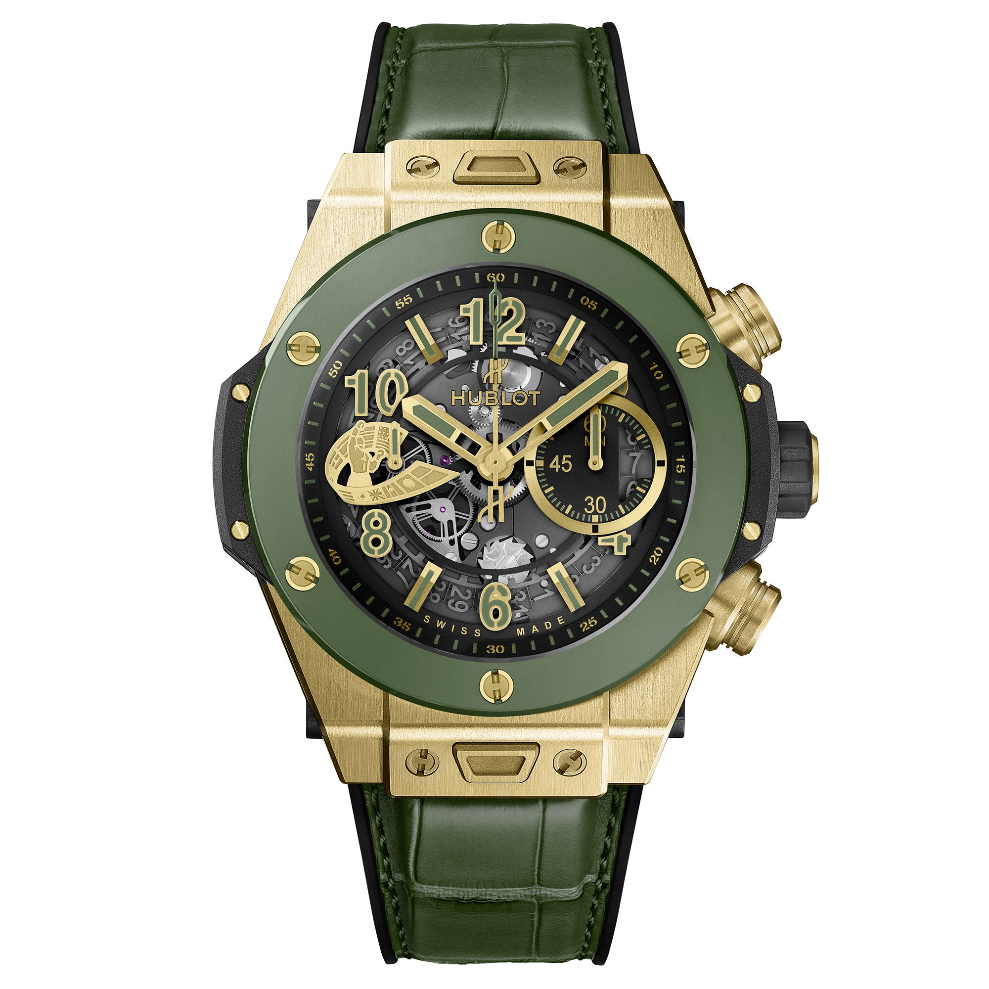 Hublot Big Bang Unico Chronograph WBC Yellow Gold Green Ceramic ...