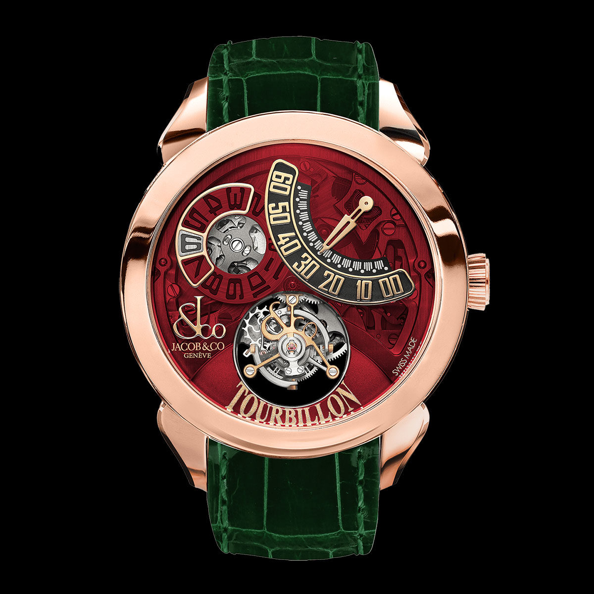 Jacob & Co. Palatial Flying Tourbillon Jumping Hours Rose Gold (Red ...