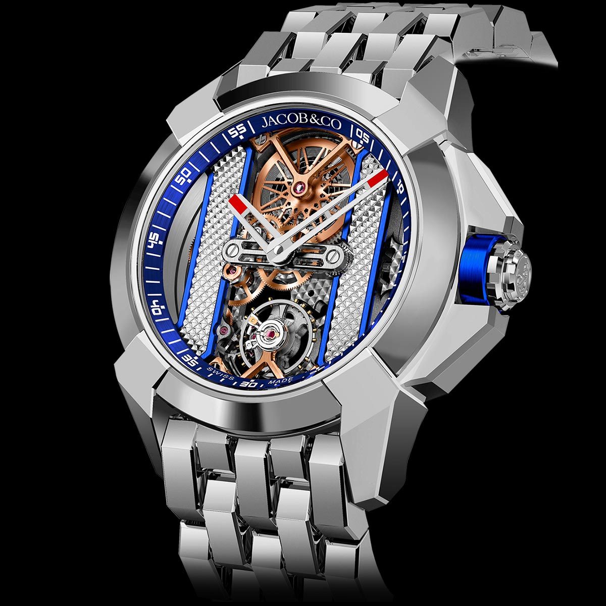 Jacob & Co. Epic X Stainless Steel Bracelet Blue Inner Ring | Jacob & Co.