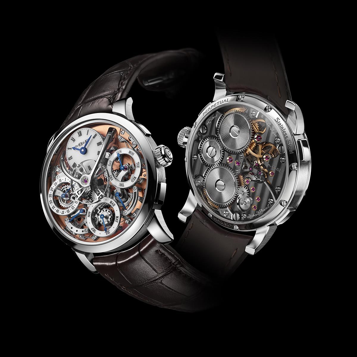 MB&F Legacy Machine Perpetual Stainless Steel Salmon | Watchonista