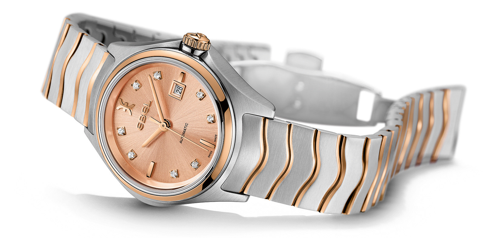Baselworld 2016: THE EBEL WAVE LADY AUTOMATIC GETS A BLUSHING-PINK GLOW ...
